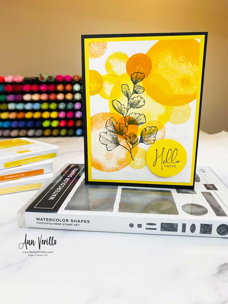 Watercolor Shapes Hello Card - Ann Verillo, StampWithAnn.com