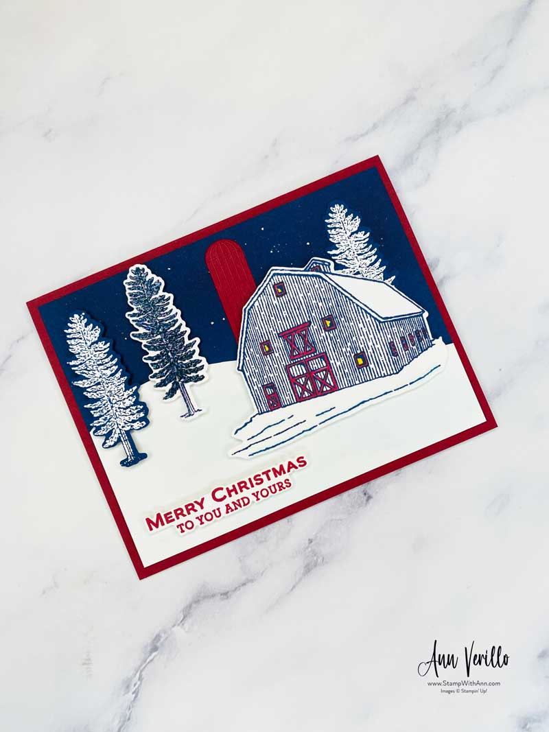 Christmas Barn Christmas Card - Ann Verillo, StampWithAnn.com